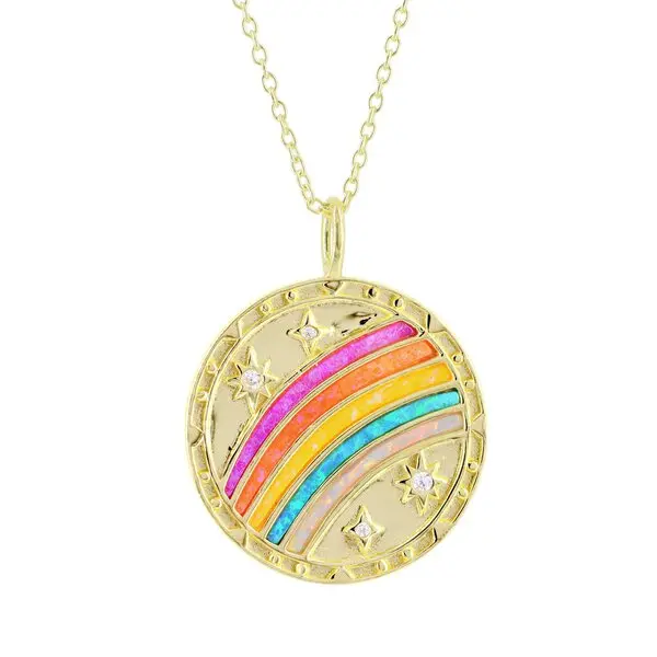 KAMARIA Opal Rainbow Hope Medallion Necklace - Gold