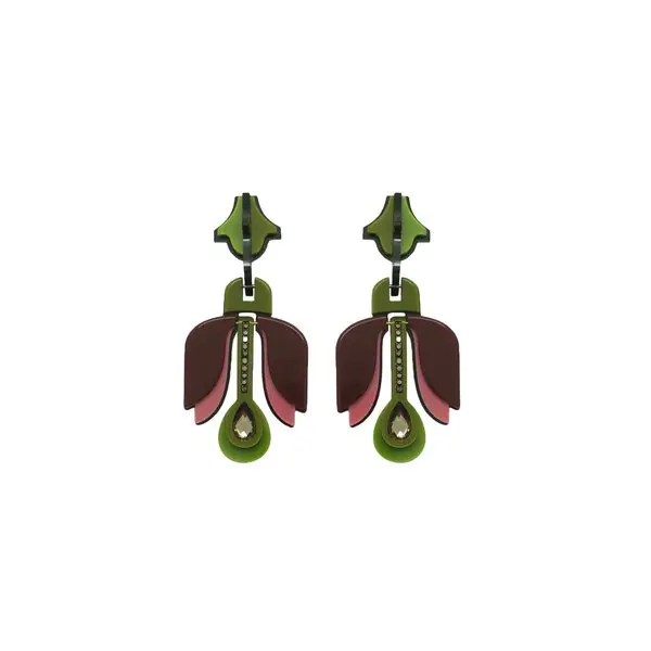 GISSA BICALHO Acrylic Handmade Earring Tulip - Green