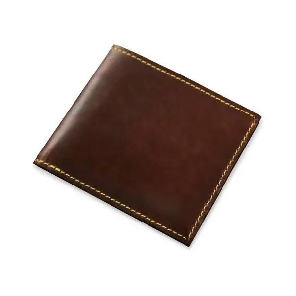 VIDA VIDA Tan Leather Wallet With Contrast Yellow Stitch - Brown
