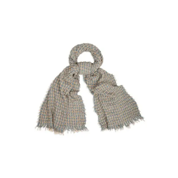 Saachi Crinkle Plaid Scarf - Blue
