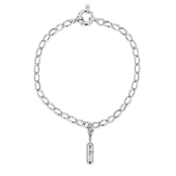 TRUE ROCKS Sterling Mini Pill Charm On Belcher Bracelet - Silver