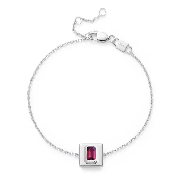 KOUREE Isn't She Lovely' Fixed Charm Bracelet Sterling With Rhodolite Garnet - Silver
