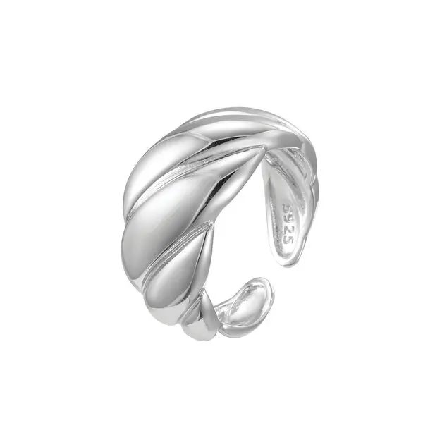 EVERY WAVE Shaping Twist Croissant Sterling Gold Ring - Silver