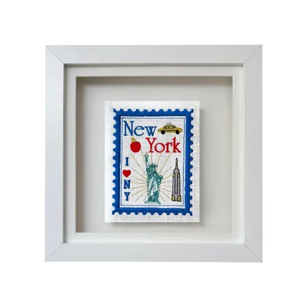 LILLY LOVES New York Postcard Embroidery - Blue
