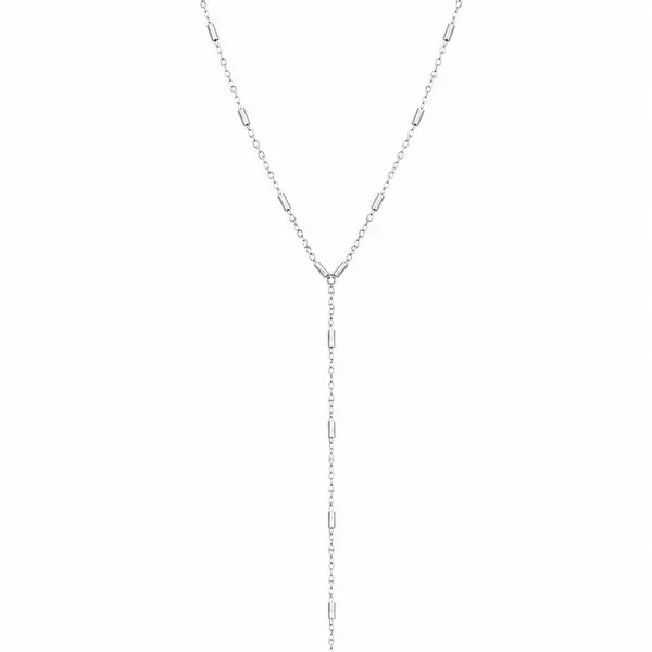 THE PHEIA Tube Lariat Necklace - Silver