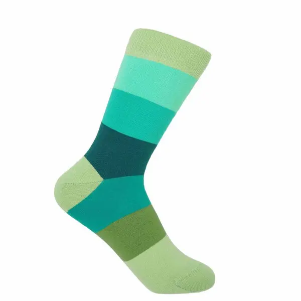 PEPER HAROW - MADE IN ENGLAND Block Stripe ’s Socks – Earth - Green