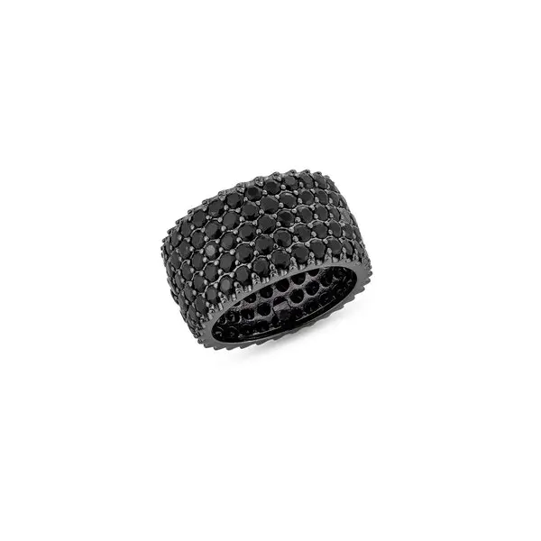 SALLY SKOUFIS Rebel Ring With Made Cz Diamond Stimulant In Sterling Silver & Premium Rhodium - Black