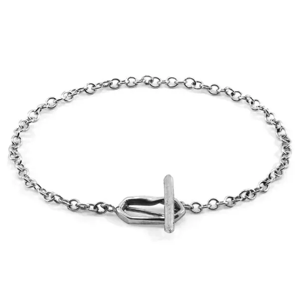 ANCHOR & CREW Esther Twist Chain T-bar Bracelet - Silver