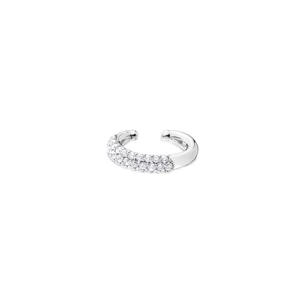 SALLY SKOUFIS Silver / White Cosmic Alchemy Ear Cuff With Made Cz Diamond Stimulant In Sterling Silver - Silver/white