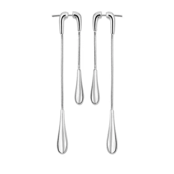 LUCY QUARTERMAINE Sterling Double Drop Earrings Front And Back - Silver