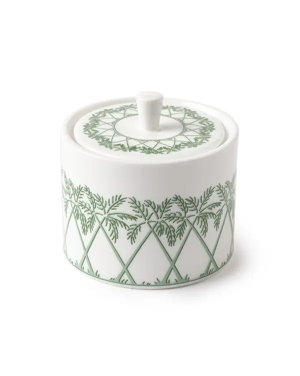 PINK HOUSE Fine Bone China Covered Pot Palms - Green