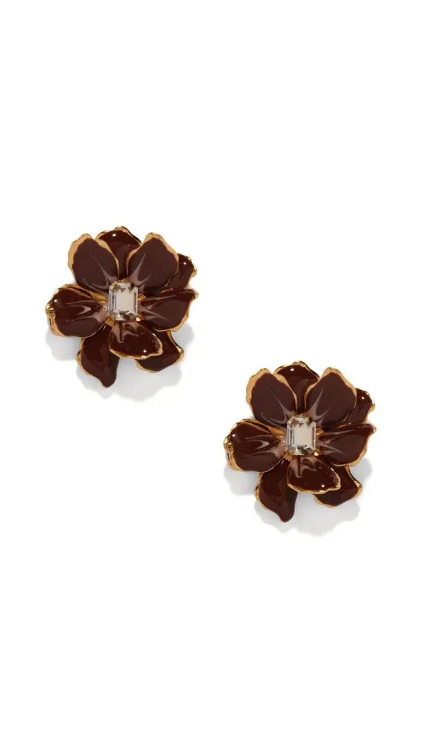 THE PINK REEF Small Leather Jewel Box Earring - Brown