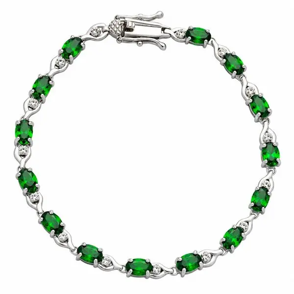 BELINDA JEWELZ Silver / Green Elora Emerald Vintage Tennis Bracelet - Silver/green