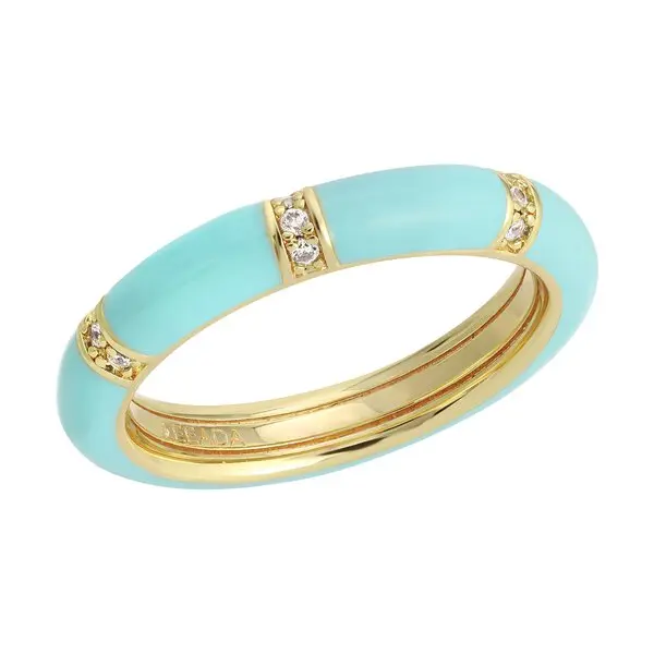 LEEADA JEWELRY Lamill Enamel Stacking Ring - Blue