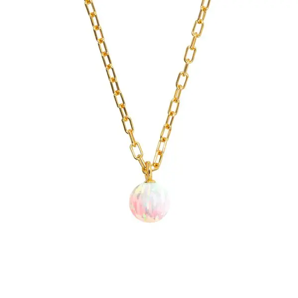 ORA PEARLS Gold / Yellow Opia Sun Opal Chain Pendant Gold - Gold/yellow