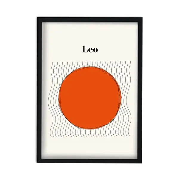 FANCLUB Red / Black Leo Zodiac Star Sign A3 Art Print - Red/black