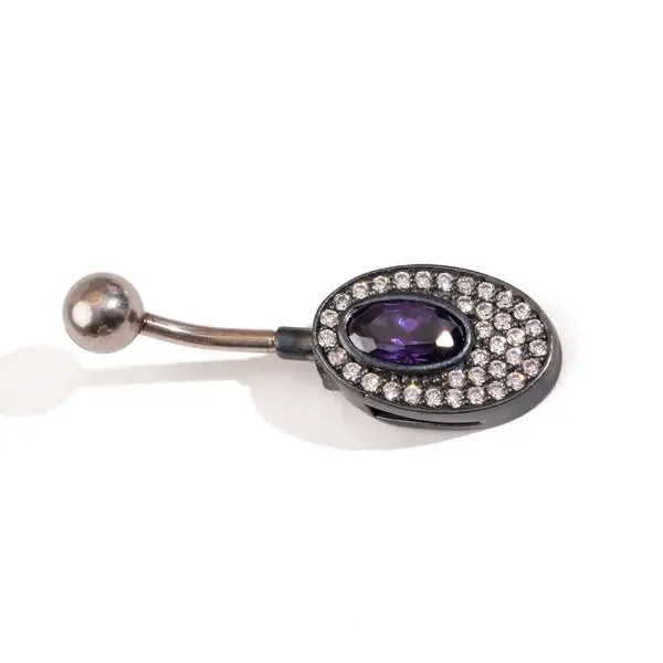 EBRU JEWELRY Purple / Silver Mystic Amethyst Sterling Silver Belly Piercing Purple - Purple/silver