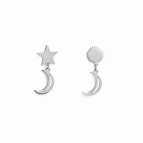 SILVER MOON Solar Moon Sterling Earrings - Silver