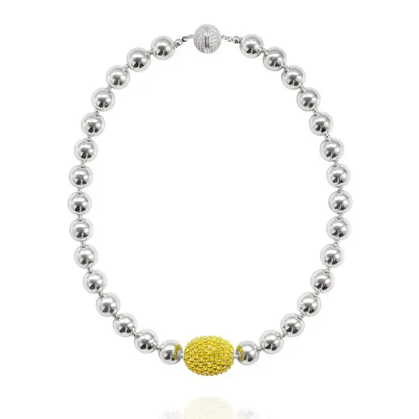 SAULE LABEL Silver / Yellow Cassia Necklace In Citrine Flame - Silver/yellow