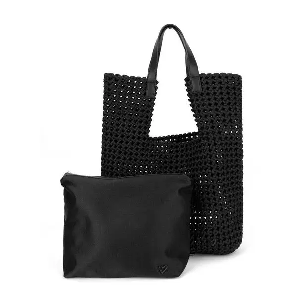 PRENELOVE Eston Woven Hand-knotted Tote - Black
