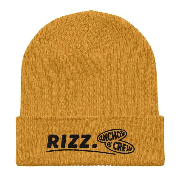 ANCHOR & CREW Mustard Rizz Gen. Organic Cotton Embroidered Beanie - Yellow