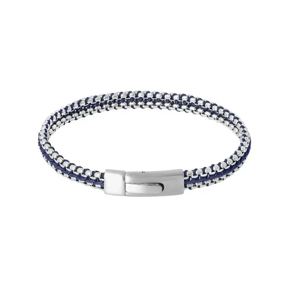 Tateossian Silver / Blue Tris Button Bracelet In Blue - Silver/blue
