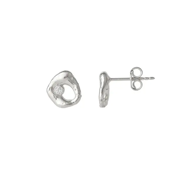 SPERO LONDON Dripping Molten Natural Textured Sterling Authentic Earring - Silver