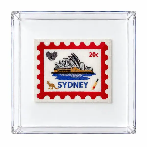 LILLY LOVES Sydney Stamp Embroidered Artwork - White