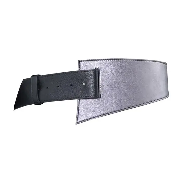 METAMORPHOZA Genuine Leather Waist Belt - Silver