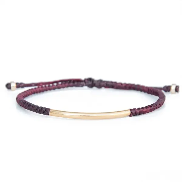 HARBOUR UK Bridge Wine & Gold Rope Bracelet Modern Durable Waterproof & Adjustable - Red