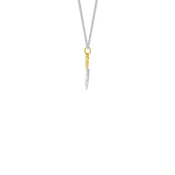 TRUE ROCKS 18kt Gold Plate & Sterling 2 Tone Mini Knife Pendant - Silver