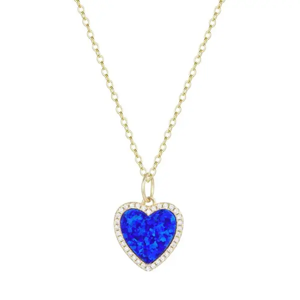 KAMARIA Opal Heart Necklace With Crystals Indigo - Blue