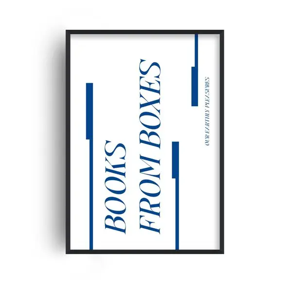FANCLUB Books From Boxes Giclée Art Print A2 - Blue