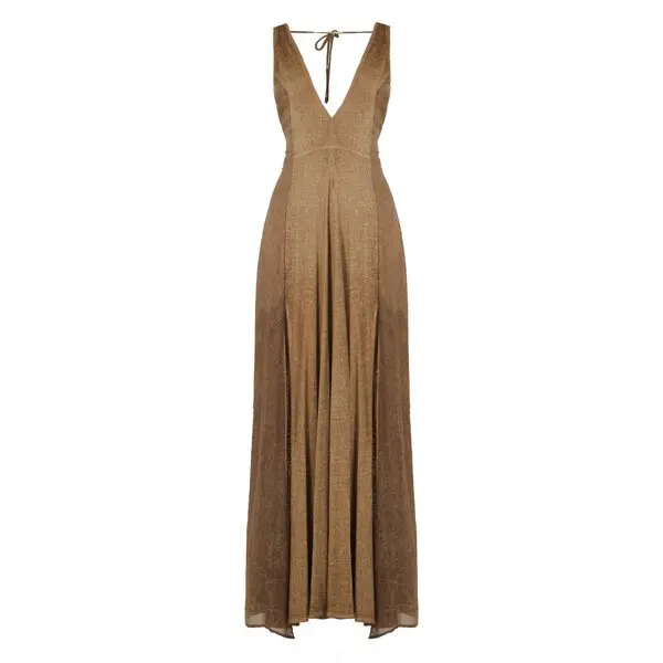 ZHENABIA Neutrals Zhe Dress Desert Sand Boho Maxi Dress - Brown