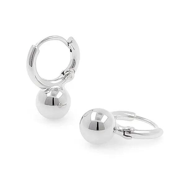 Côté Caché Pearl Huggie Hoop Earrings - Silver