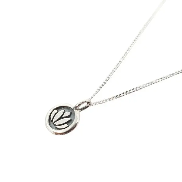 HARFI Sterling Mini Lotus Charm Necklace - Silver