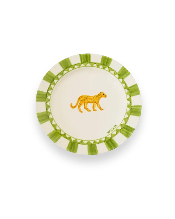 Mojjere Faience Dessert Plate Animal Design Jungle - Green