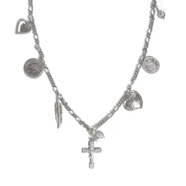 CARAMEL VINTAGE JEWELLERY Faith & Love Charm Necklace - Silver