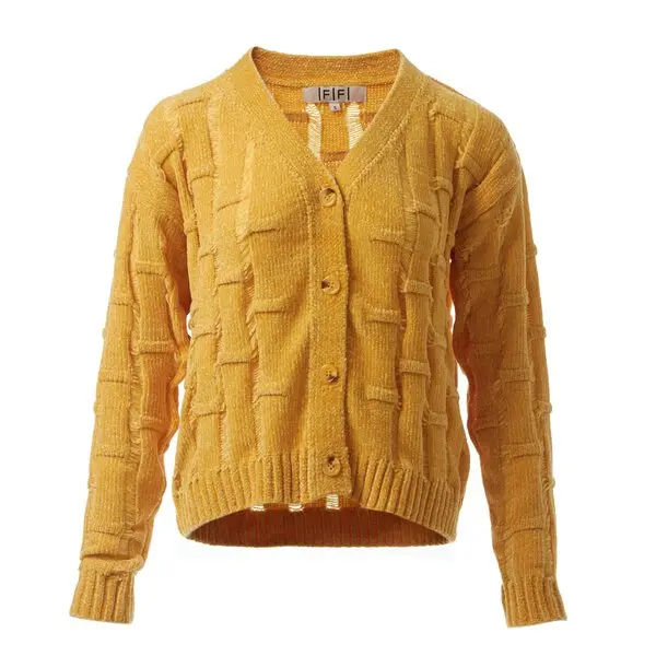 FULLY FASHIONING Citrine Lennox Ottoman Knit Cardigan - Orange