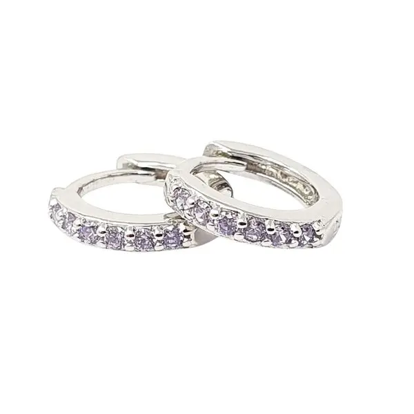 HARFI Alexandrite June Birthstone Small Huggie Hoops - Silver