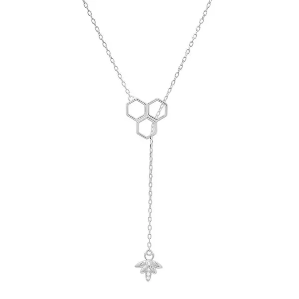 KYLIE HARPER Sterling Honeycomb Bumble Bee Lariat Y Necklace - Silver