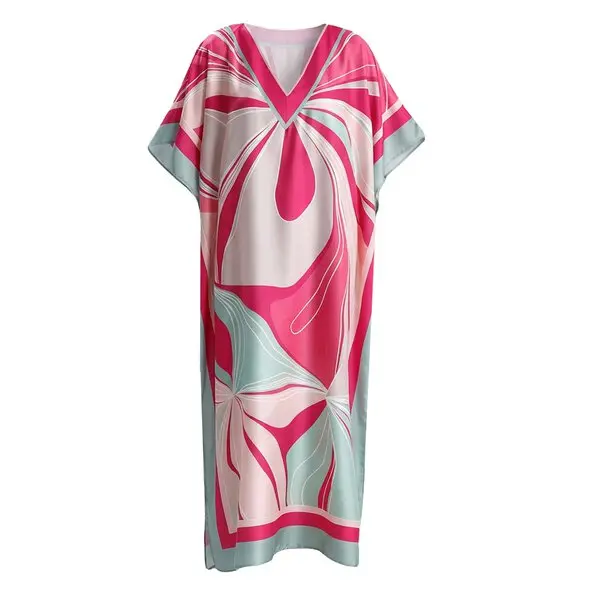 Loveist Store Garvey Satin Abaya Kaftan - Pink