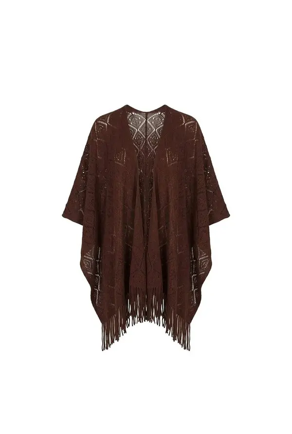 JAMES LAKELAND Pointelle Knit Kaftan - Brown