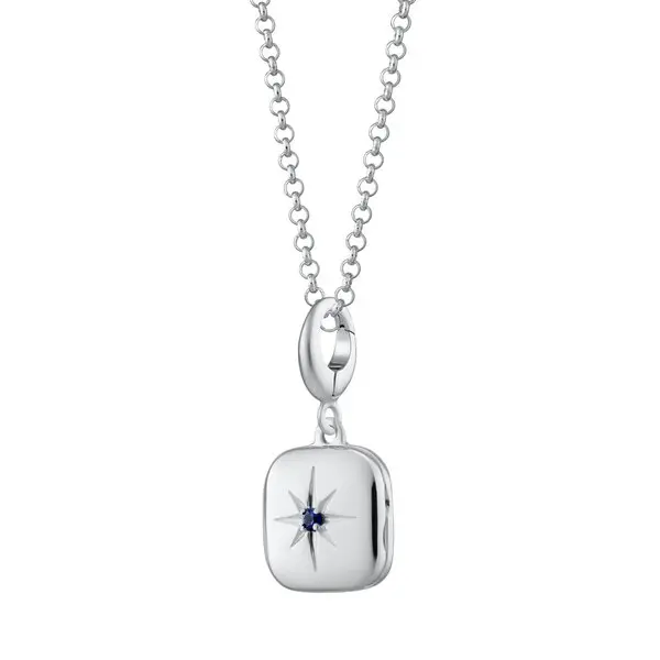 LILY CHARMED Silver / Blue Sterling Silver Star Locket Necklace With Blue Stone - Silver/blue