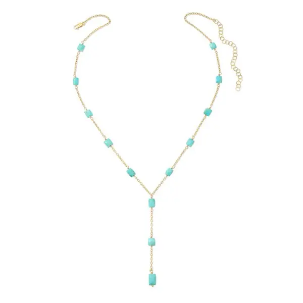 HEATHER HAWKINS Cascades Turquoise Y Necklace Fourteen Karat Gold-filled December Birthstone - Blue