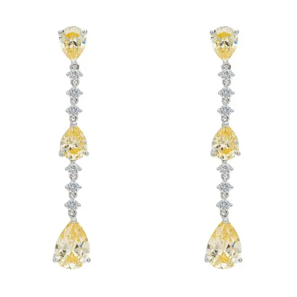 LATELITA Silver / White / Yellow Elizabeth Drop Earrings Yellow Topaz Silver - Silver/white/yellow