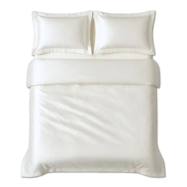HI SILK Super King Uk Mulberry Silk Bed Set Twenty Five Momme Duvet Cover, Fitted Sheet And Two Oxford Pillowcases - White