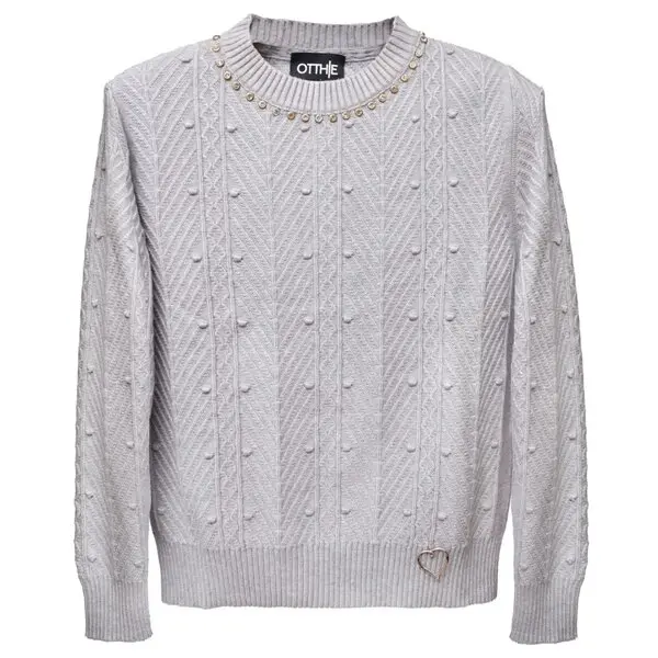 OTTHIE Neutrals Christmas Embellished Knit Sweater - Grey