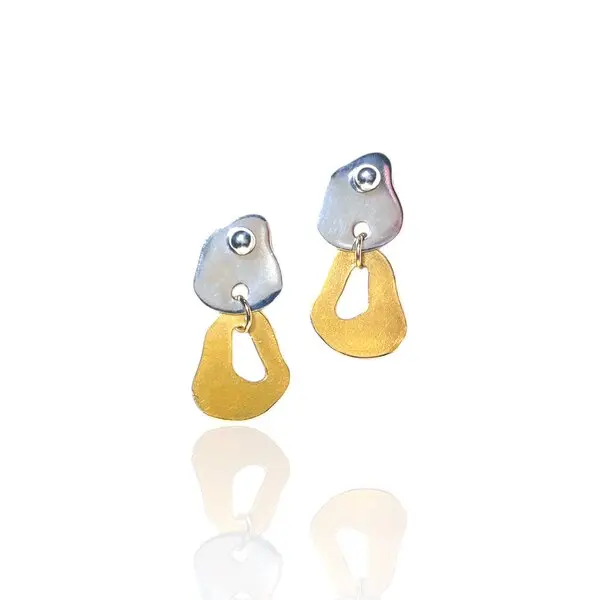 BIO-TRIMMINGS Gold / Silver Tesla Earrings Two Tone - Gold/silver