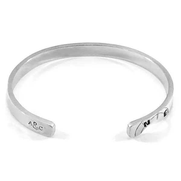 ANCHOR & CREW Russell Compass Cutout Wayfarer Bangle - Silver